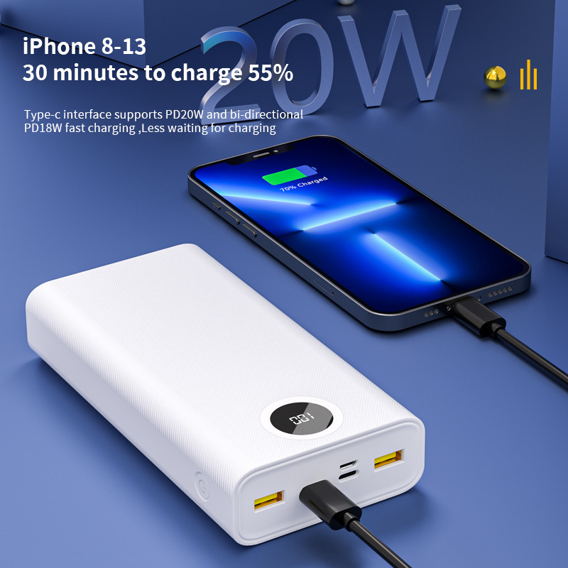 30000mAh Power Bank Black White with PD22.5W Type C Output for ...
